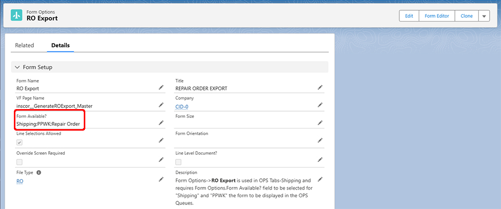 Form Options
