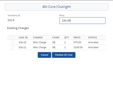 Sales Order Core Exchanges