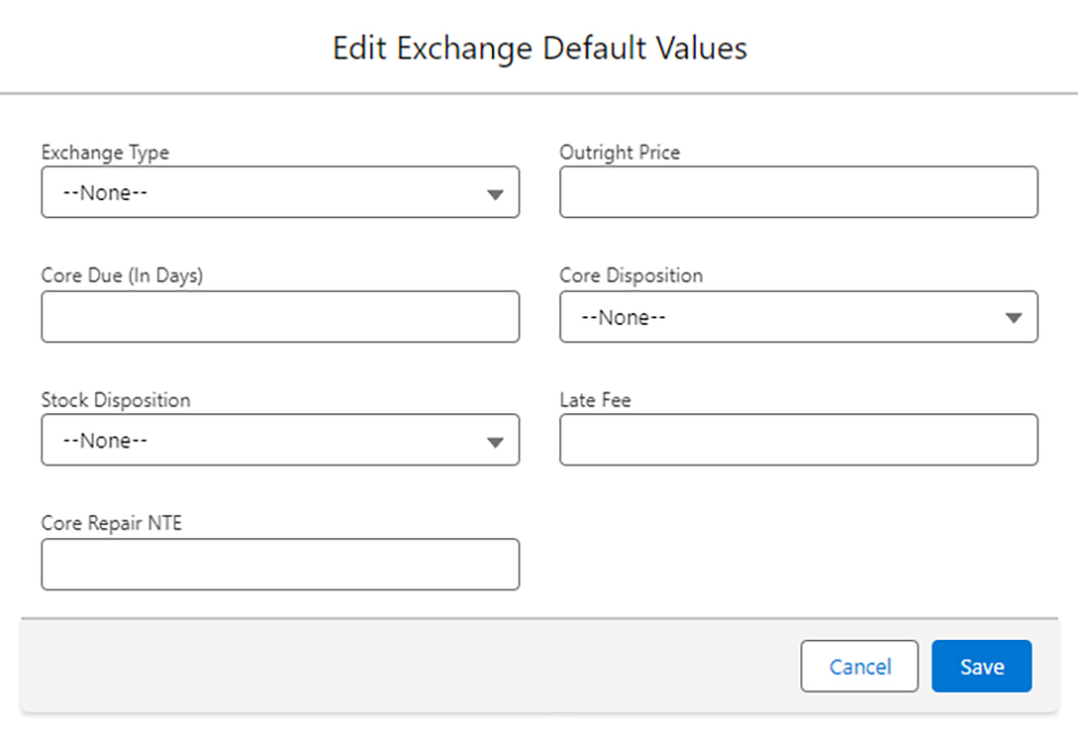 Sales Order Core Exchanges