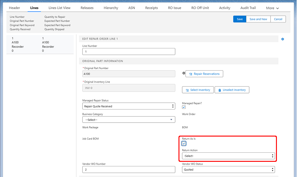 Sales Order Core Exchanges